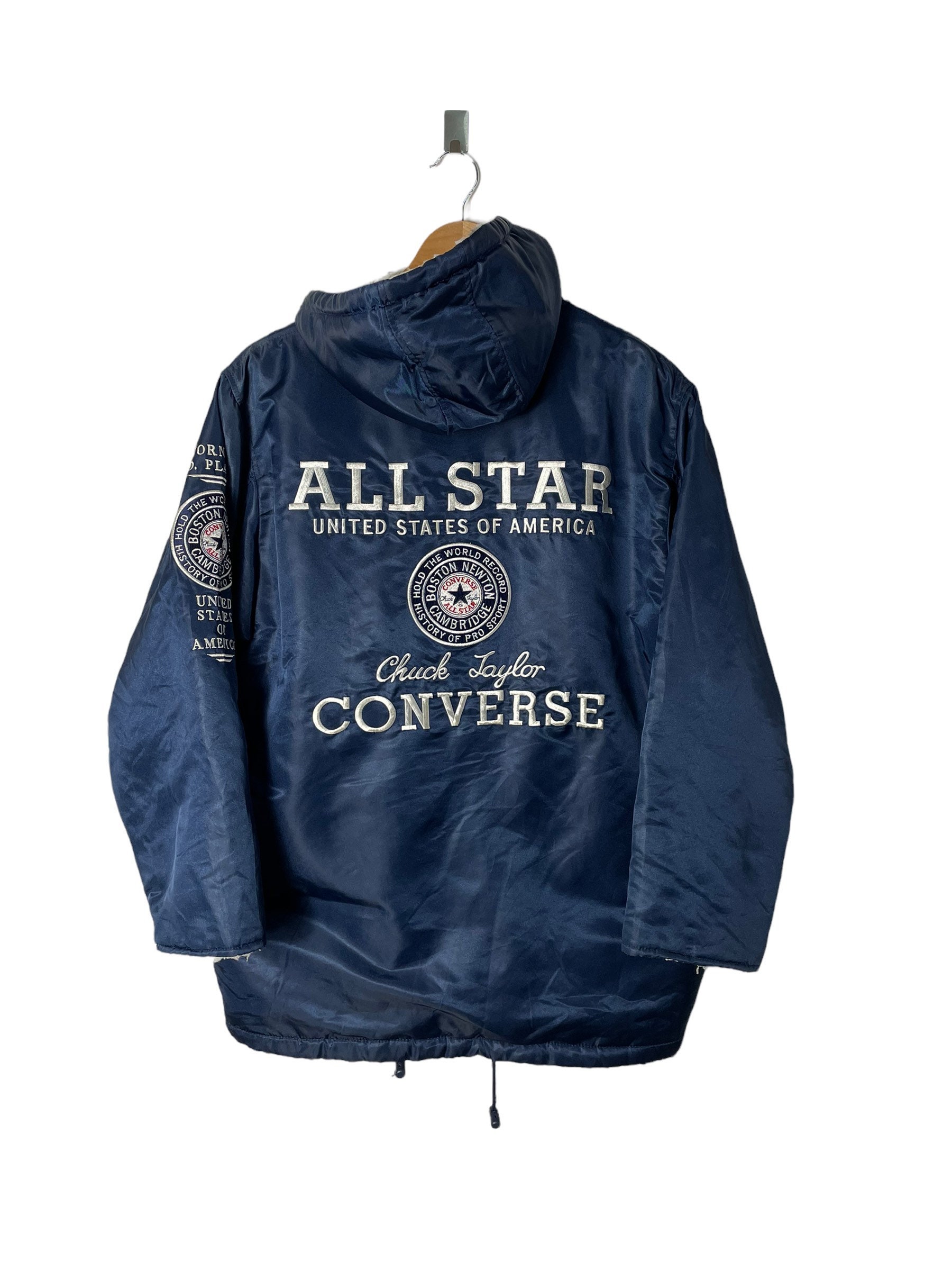 Vintage 80s Converse Big Logo Hoodie Sherpa Jacket Nylon Etsy