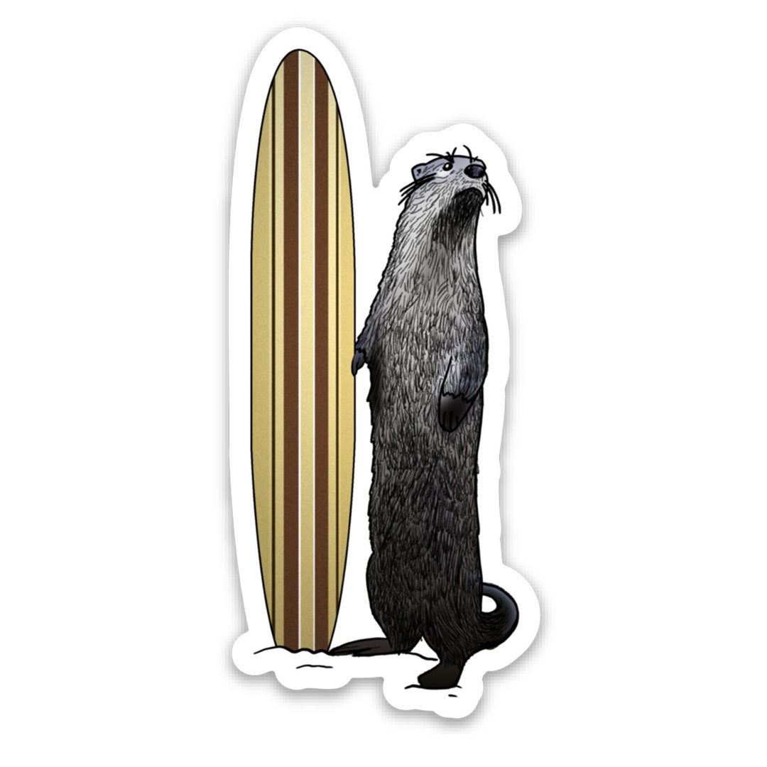 Surf Otter Laptop Sticker - Etsy