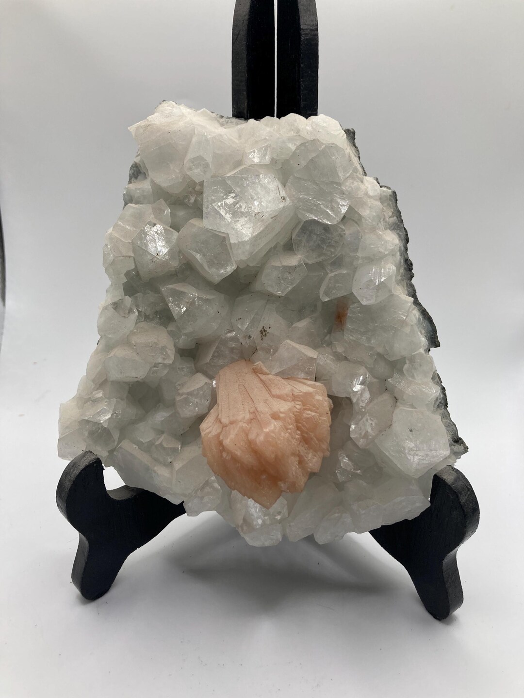 Calcite Gem With Stilbite on Matrix, Small Crystals, Clear Rock, Pink ...
