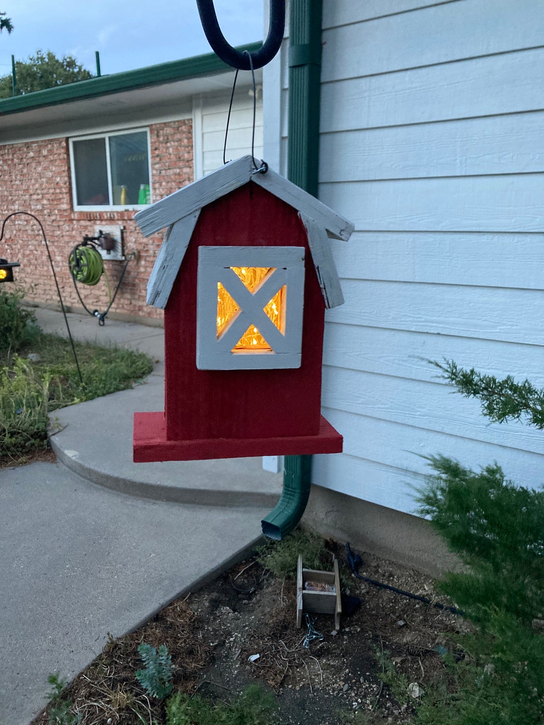 Farm Style Hanging Light - Solar Powered Garden Lantern, Rustic Outdoor ...
