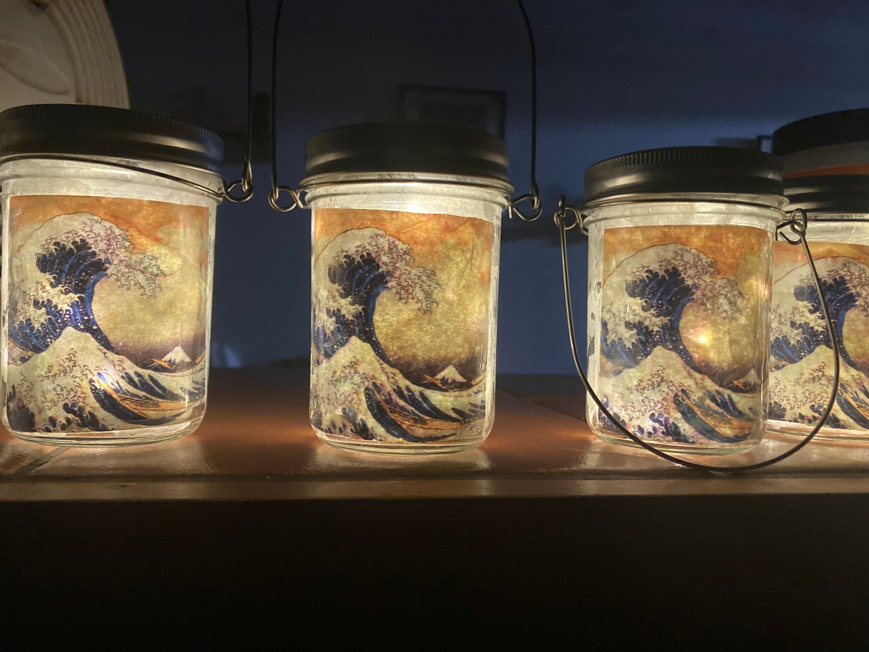 Solar Mason Jar Lantern, Decoupage Solar Light, Garden Decor, Yard ...