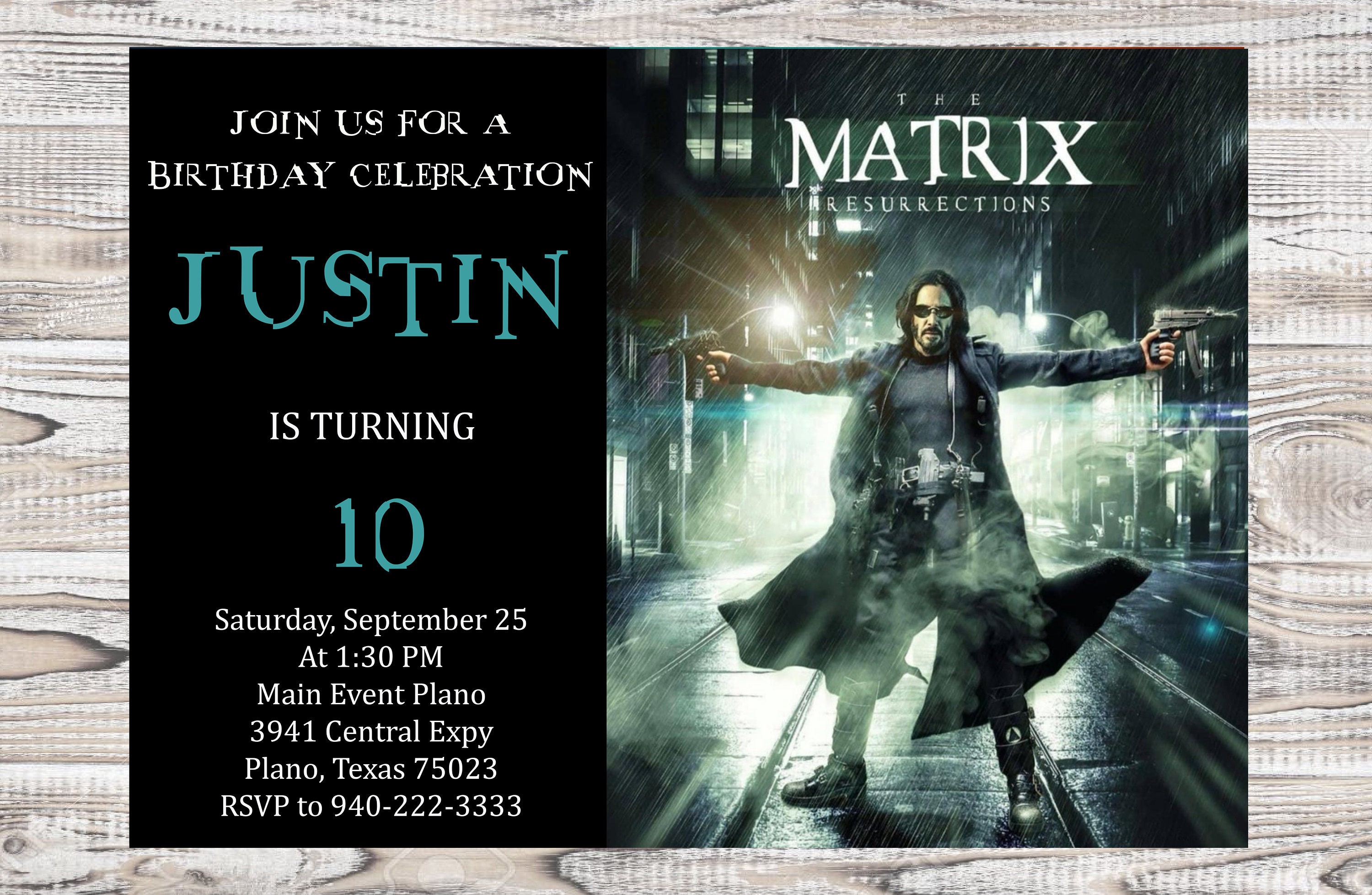 Invitación de cumpleaños de Matrix 4 - Etsy México