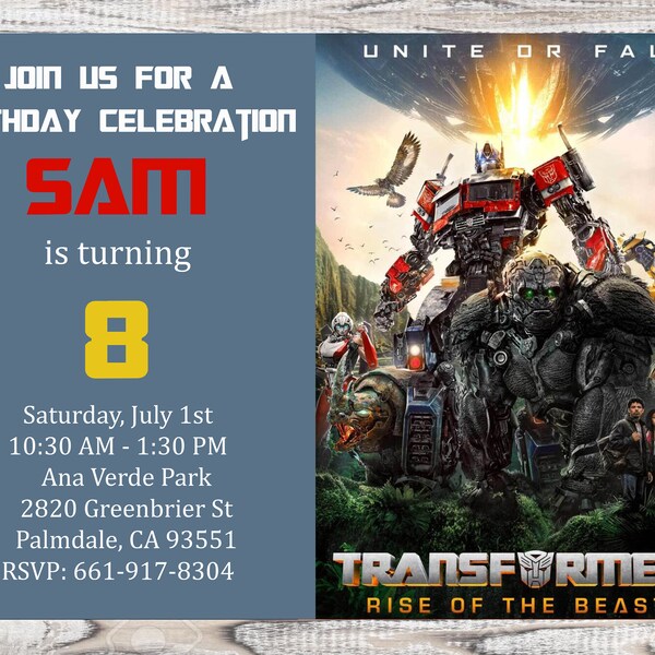 Transformers Birthday Invitation - Etsy
