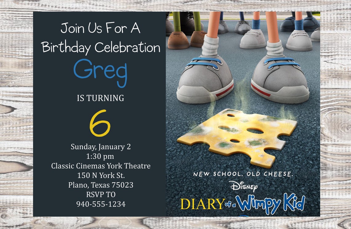 Diary of a Wimpy Kid, Birthday Invitation - Etsy