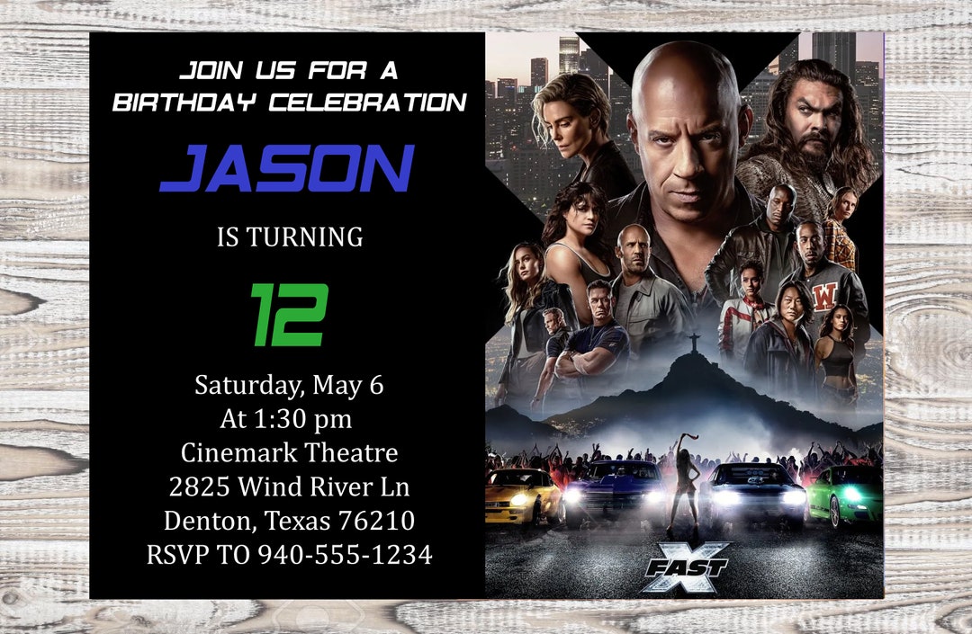 Fast and Furious, Fast 10, Kids, Birthday Invitation - Etsy