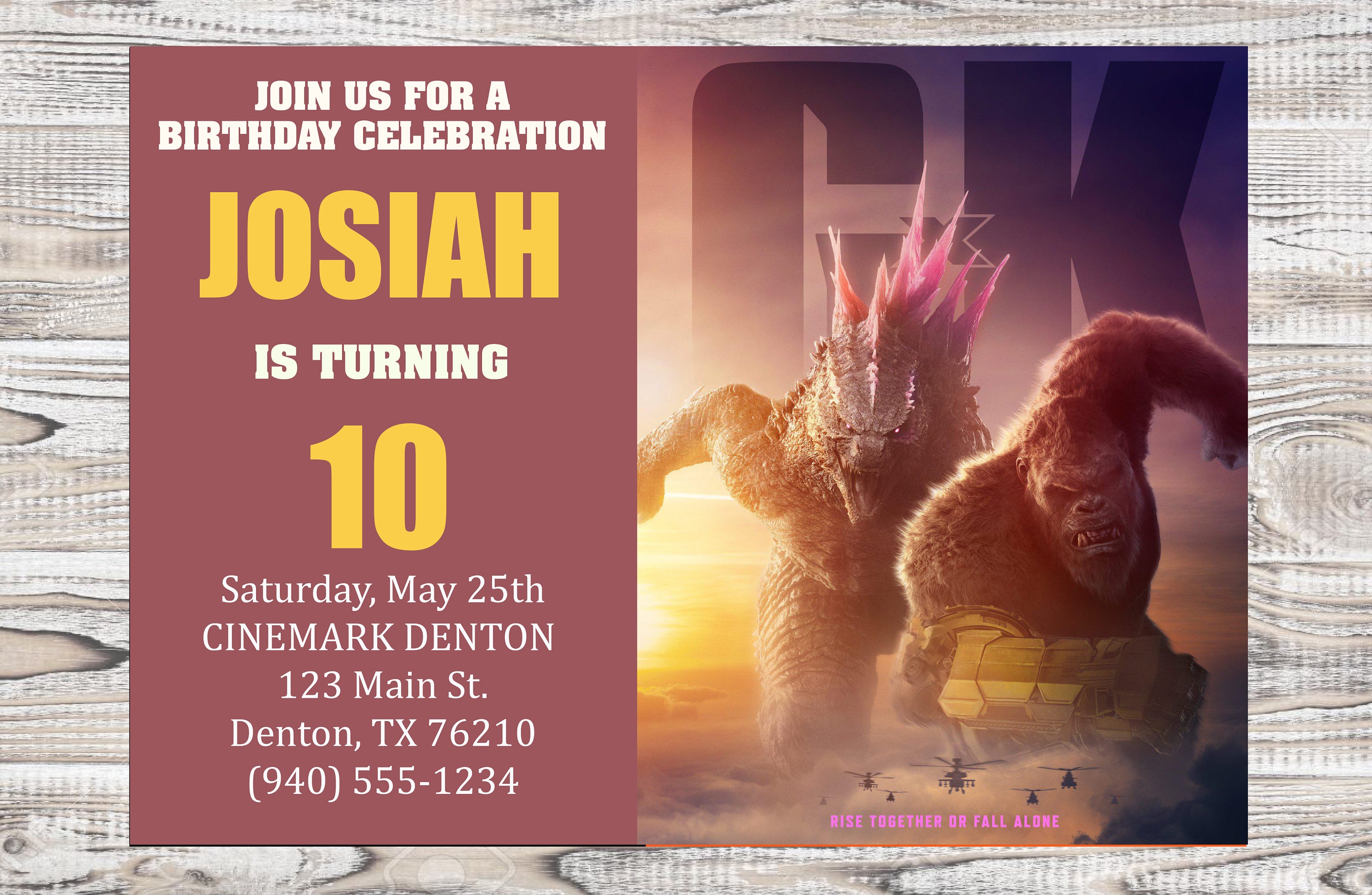 Godzilla X Kong, Kids, Birthday Invitation - Etsy