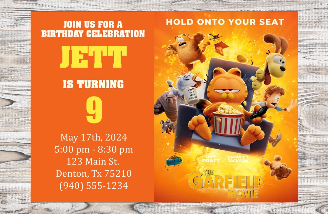 Garfield Movie, Kids, Birthday Invitation - Etsy