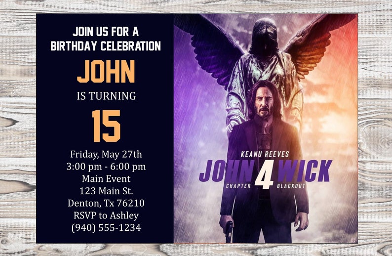John Wick 4, Kids, Birthday Invitation - Etsy