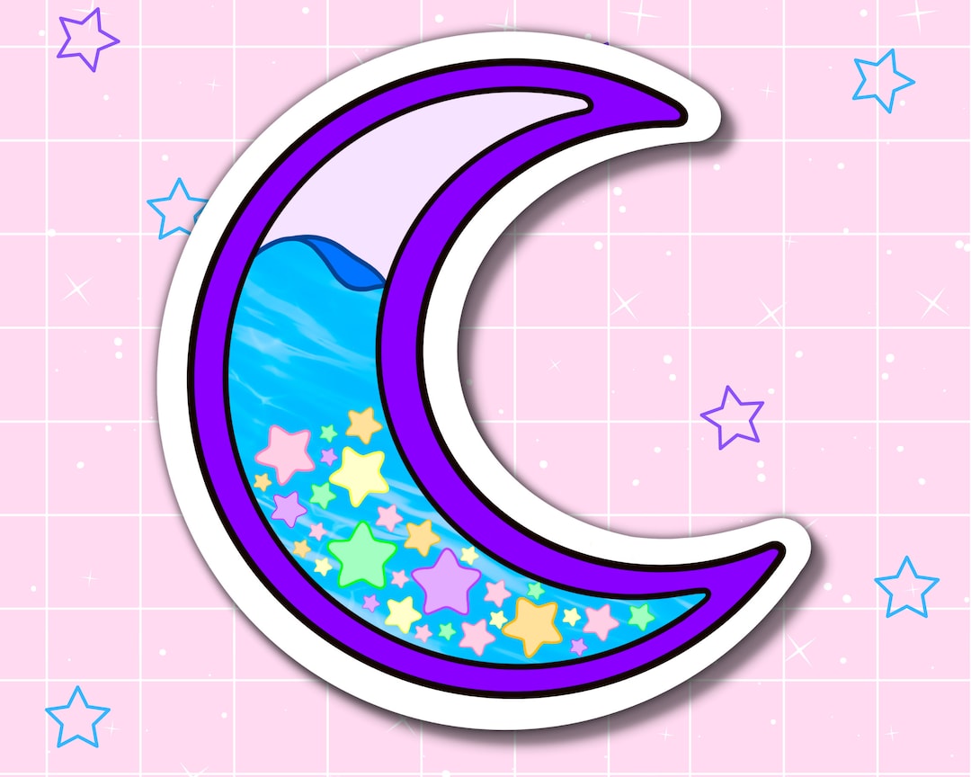 Purple Crescent Moon Sticker Laptop Decal Water Bottle Sticker - Etsy