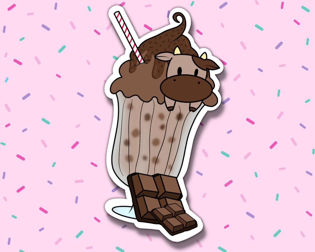 Chocolate Milkshake Matte Waterproof Die-cut Sticker Chocolate Cow ...