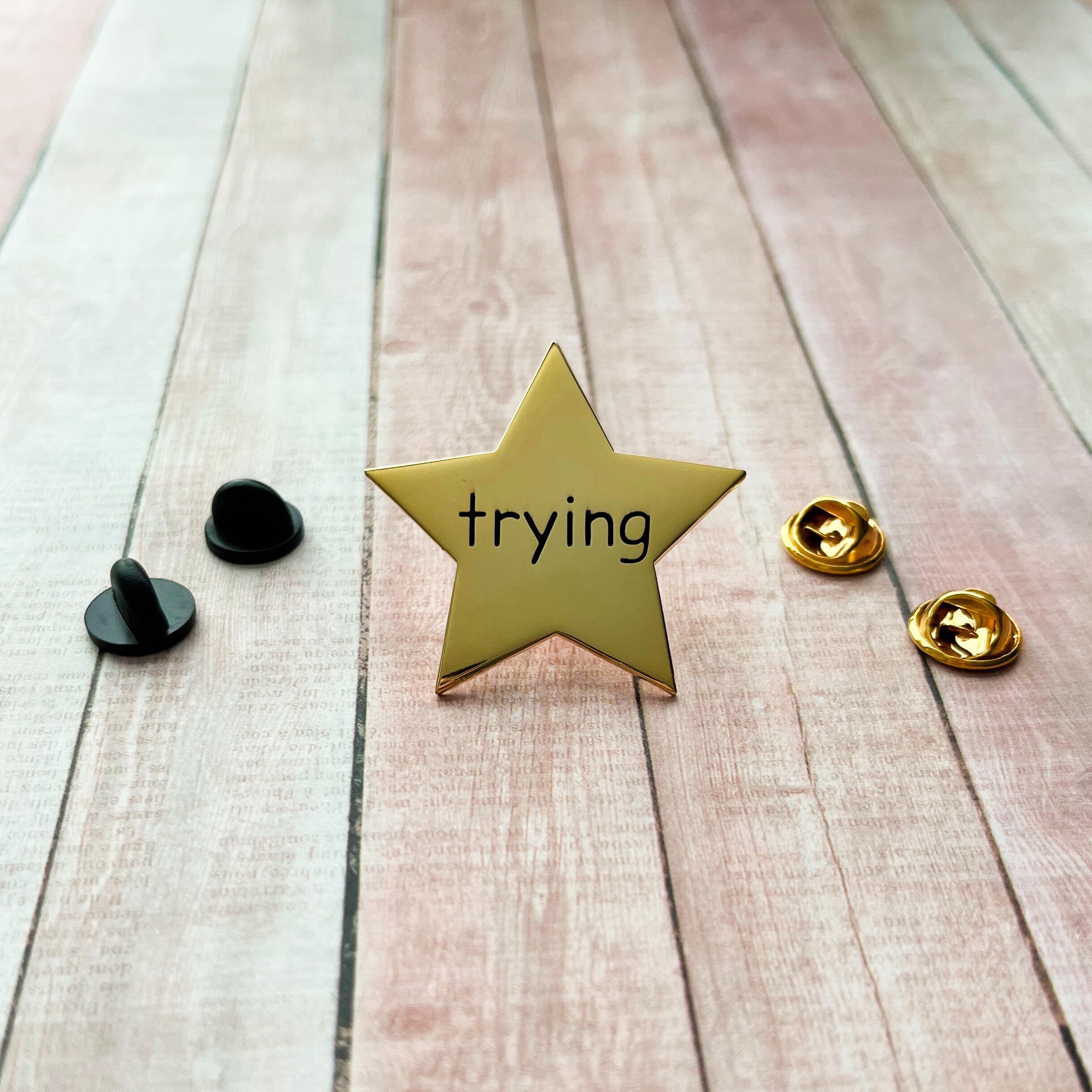 Trying Gold Star Enamel Pin - Etsy