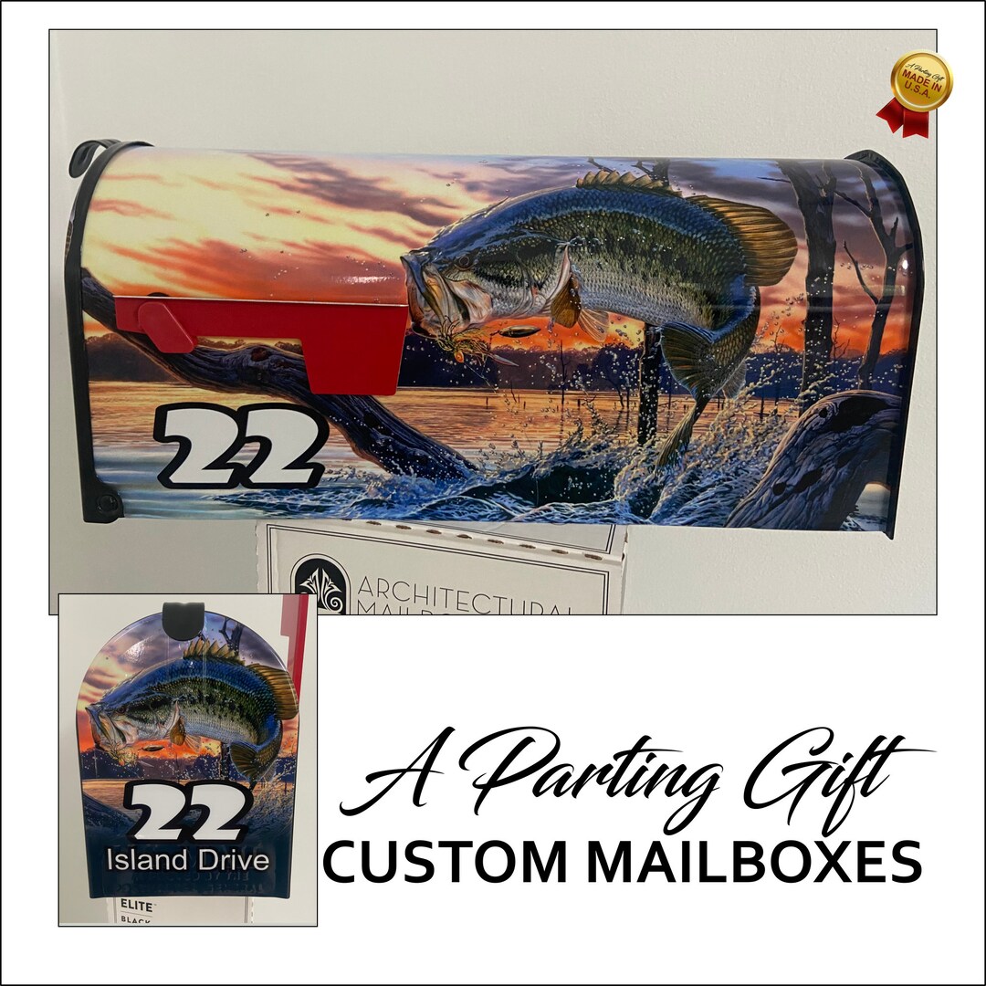 Bass Fishing Custom Mailbox Beach House Decorations Personalized Gift ...