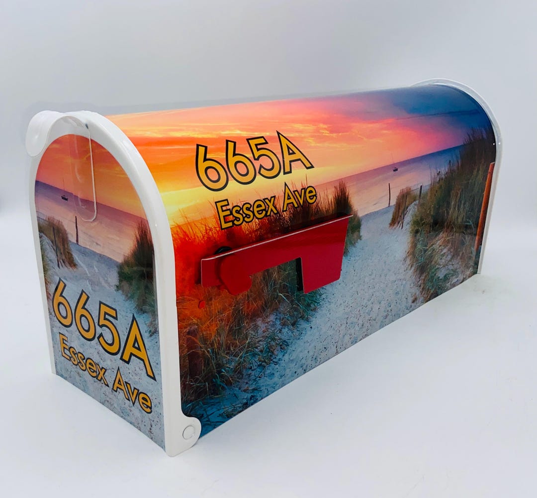 Sunset Beach Walk Custom Mailbox, Decoration Beach, Decorful Gift, Sale ...