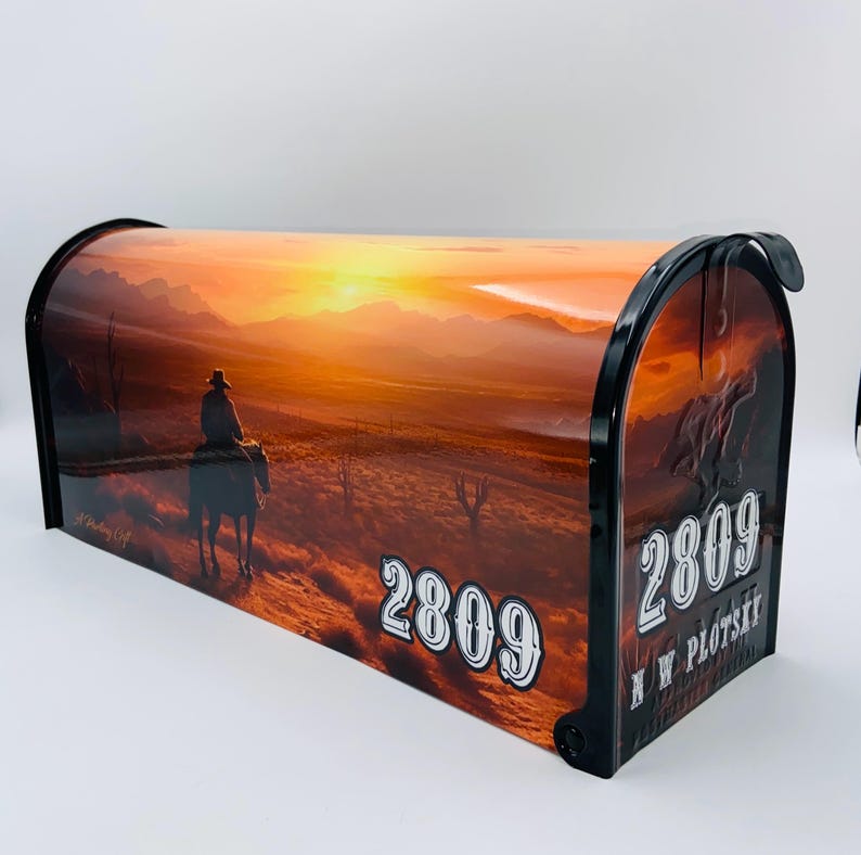 Wild West Custom Mailbox Featuring the Classic Lonesome Cowboy Riding ...