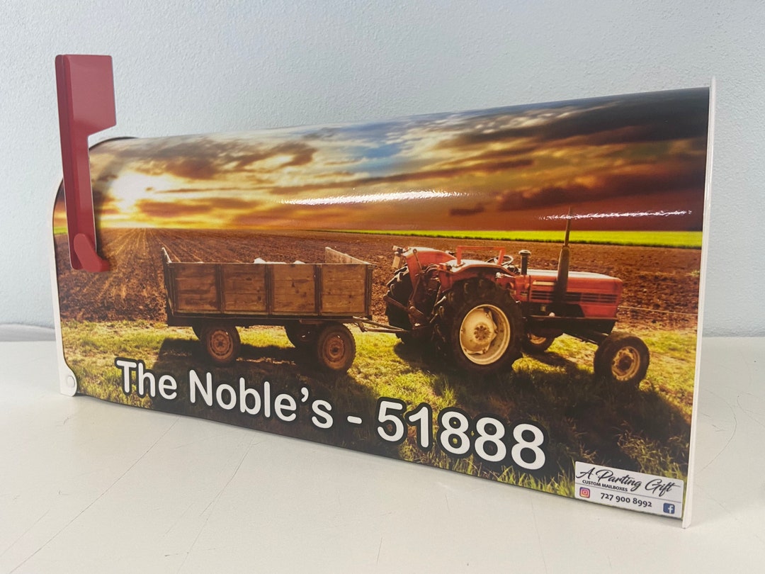 Personalized Farm Tractor Mailbox: Galvanized Steel, Custom Address - Etsy