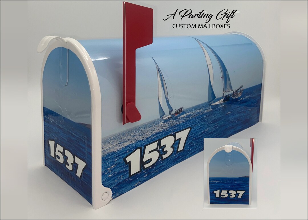 Sail Boats Custom Mailbox Homemade Gift Beach Decor Dopamine Decor Gift ...