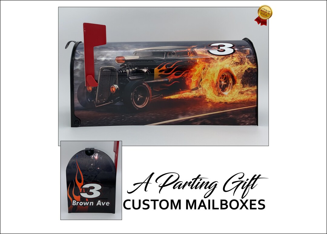 Hot Rod Dragster Burnout Custom Mailbox Personalized Gift for Dad Gift ...