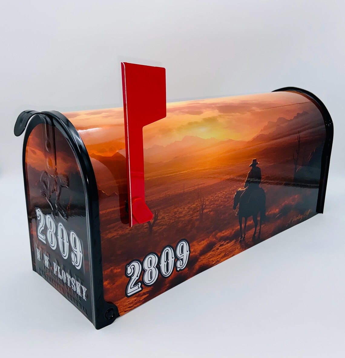 Wild West Custom Mailbox Featuring the Classic Lonesome Cowboy Riding ...