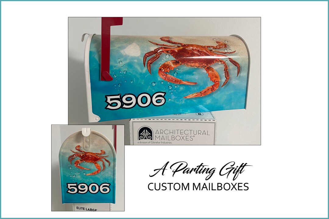 Red Crab Stone Crab Custom Mailbox.beach Decor.gift for Mom. Gift for ...