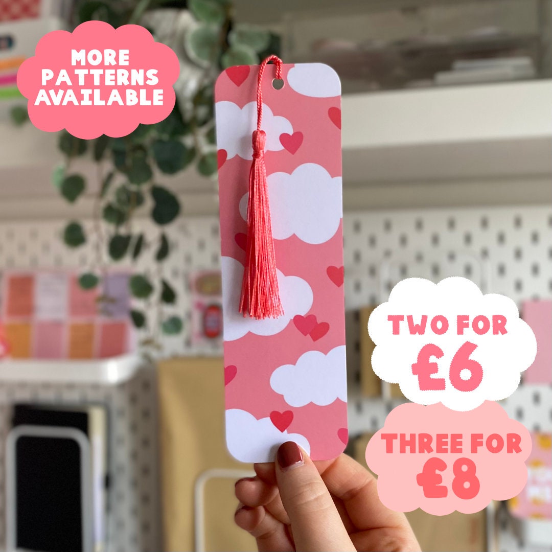 Heart Bookmark Bookmark With A Heart Cloud Bookmark Pink Bookmark Girly ...