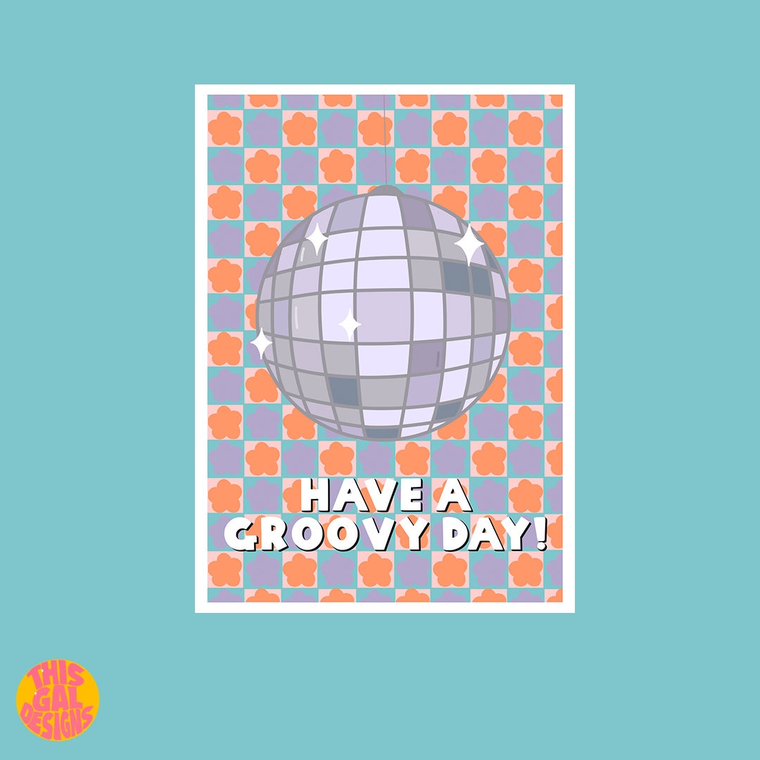 Groovy Birthday Card 70s Birthday Cards Disco Ball - Etsy