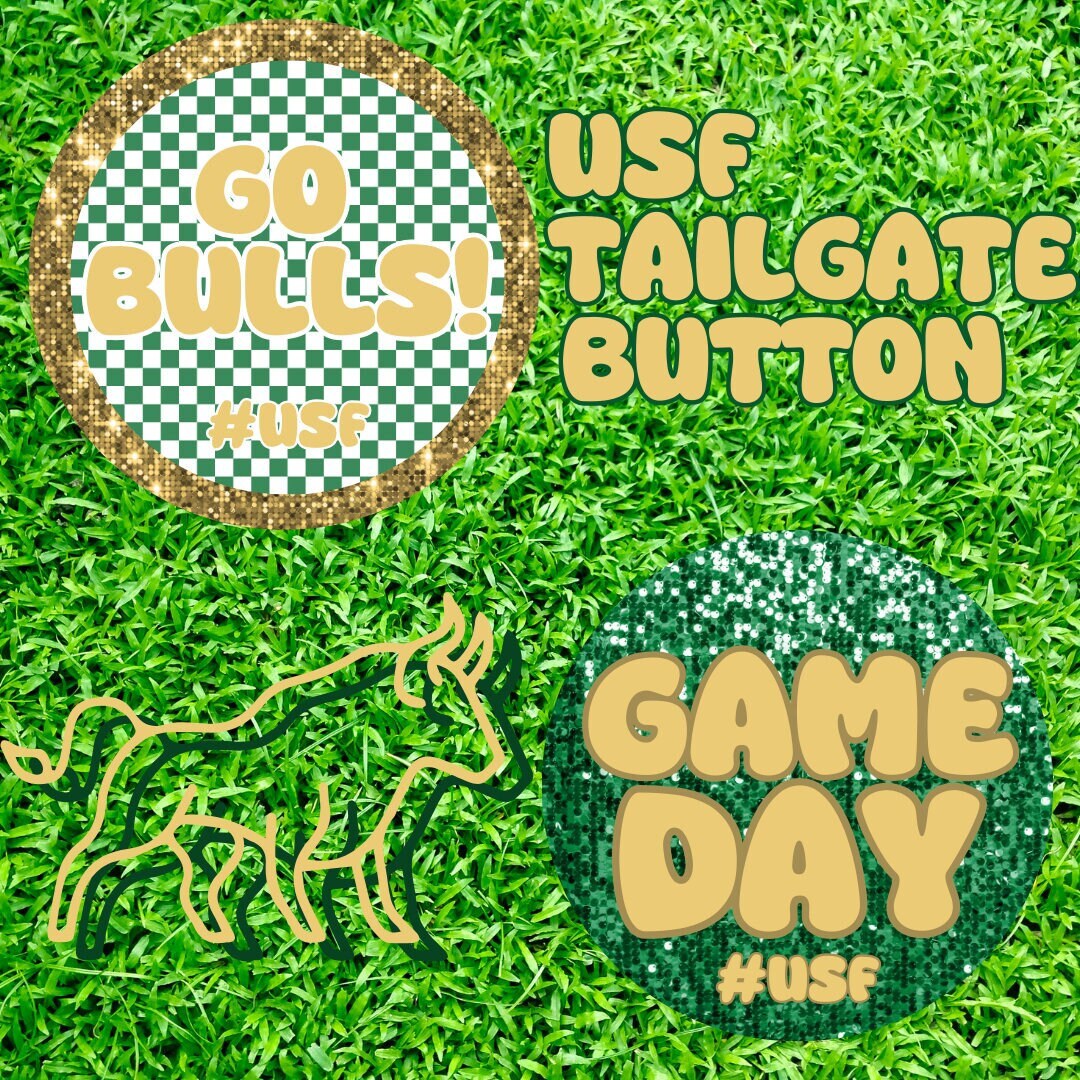 USF Tailgate Buttons, USF Spirit Buttons, Game Day Buttons, USF Football Bulls Tailgate, Go ...