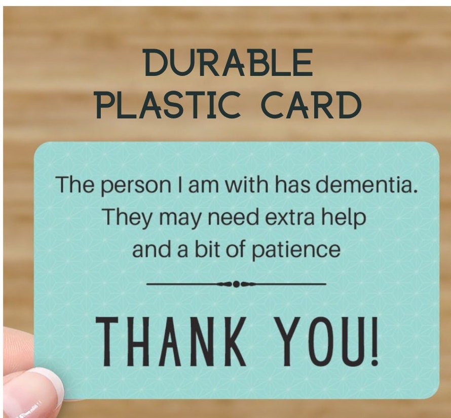 Plastic Dementia Card - Great for Outings With Someone With Dementia or ...