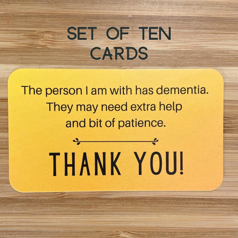 Dementia Alert Cards: Dignity Preservation, Set of 10 - Etsy