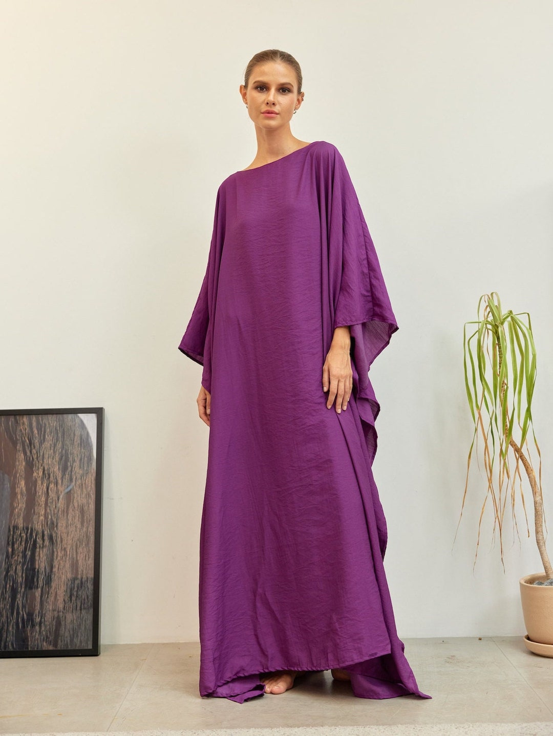 Violet Silk Japan Kaftan Dress Silk Caftan Full Length Loungewear ...