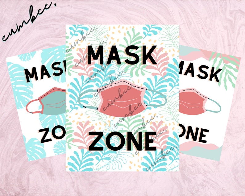 Bundle of 3 Chic MASK ZONE, Social Distancing Flyer, Poster, Sign ...