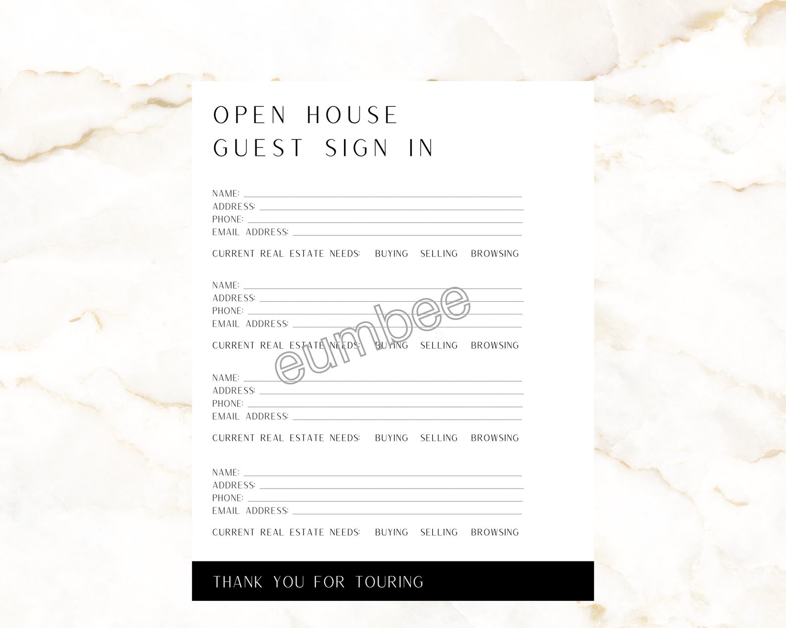 Open House Guest Sign in Sheet, Real Estate Sign, Real Estate Marketing ...