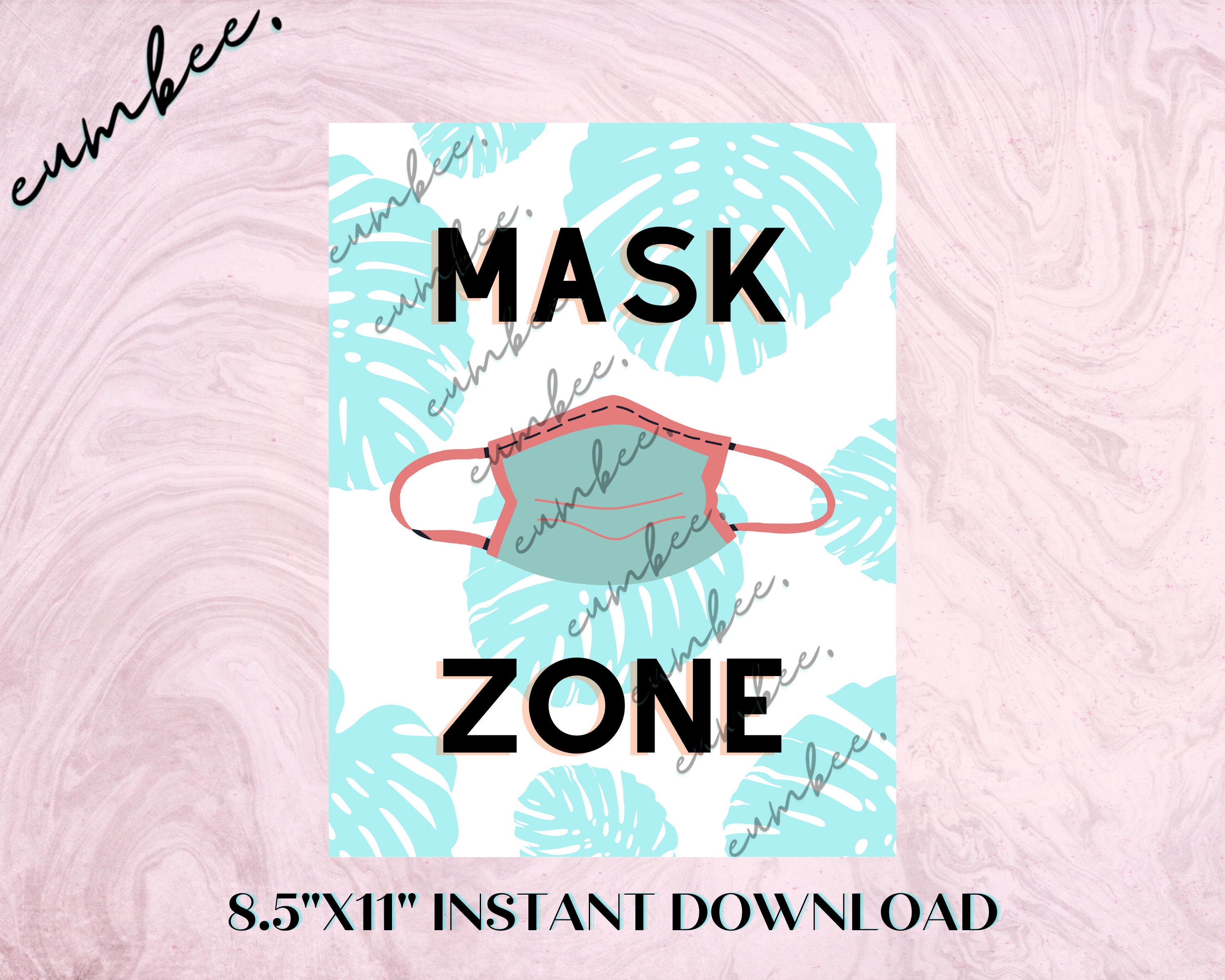 Bundle of 3 Chic MASK ZONE, Social Distancing Flyer, Poster, Sign ...