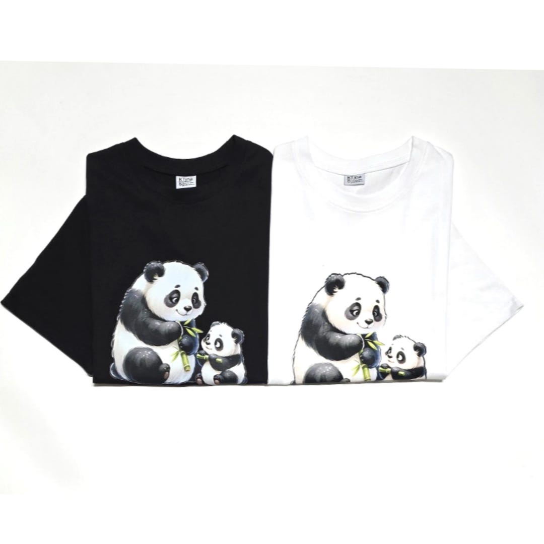 Ktina Unisex Cotton 100% Cute Panda Bamboo Family Tee Shot Sleeve T ...