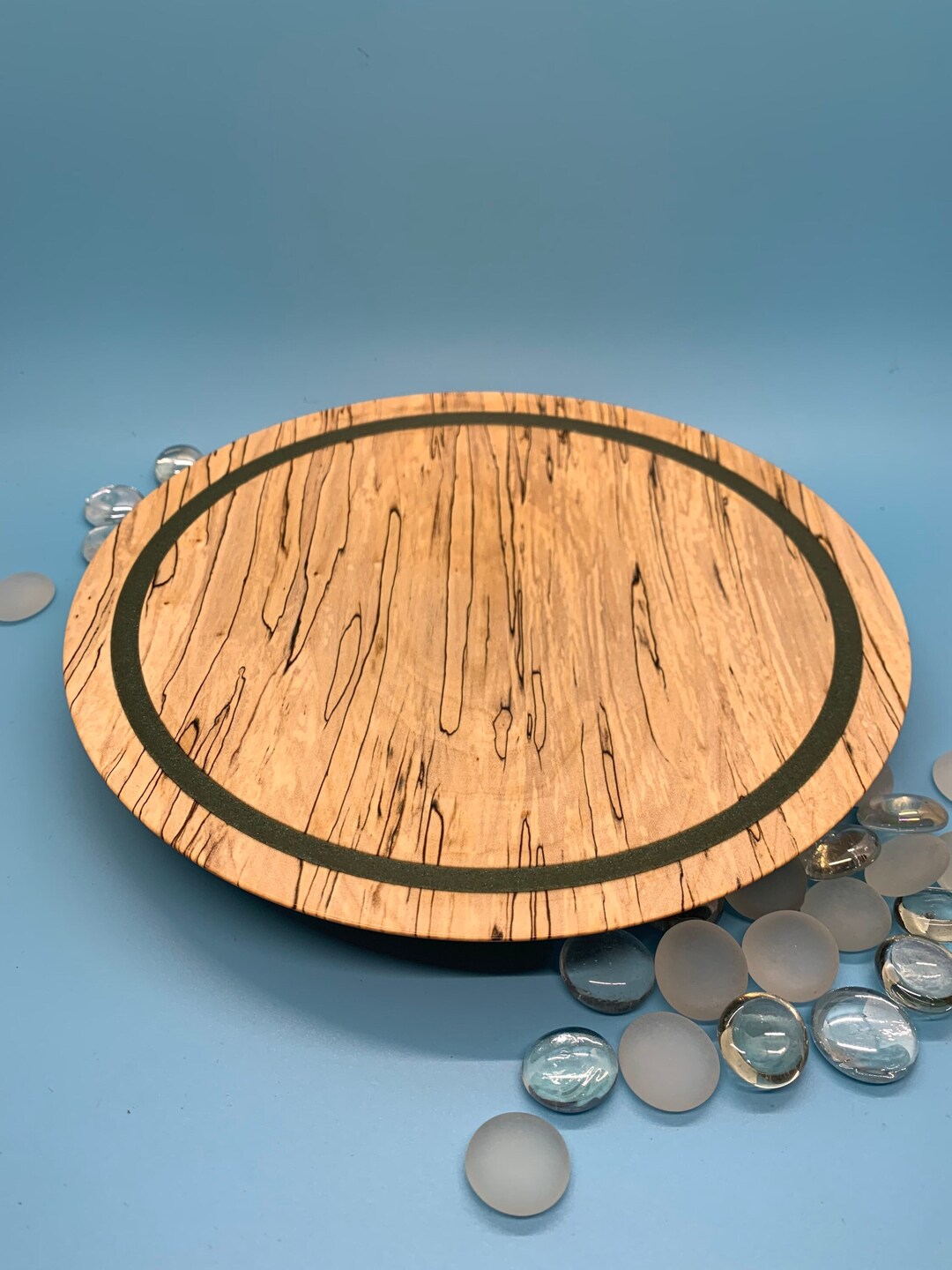Spalted Maple Platter With Turquoise Inlay. Hand Turned Wood Platter ...