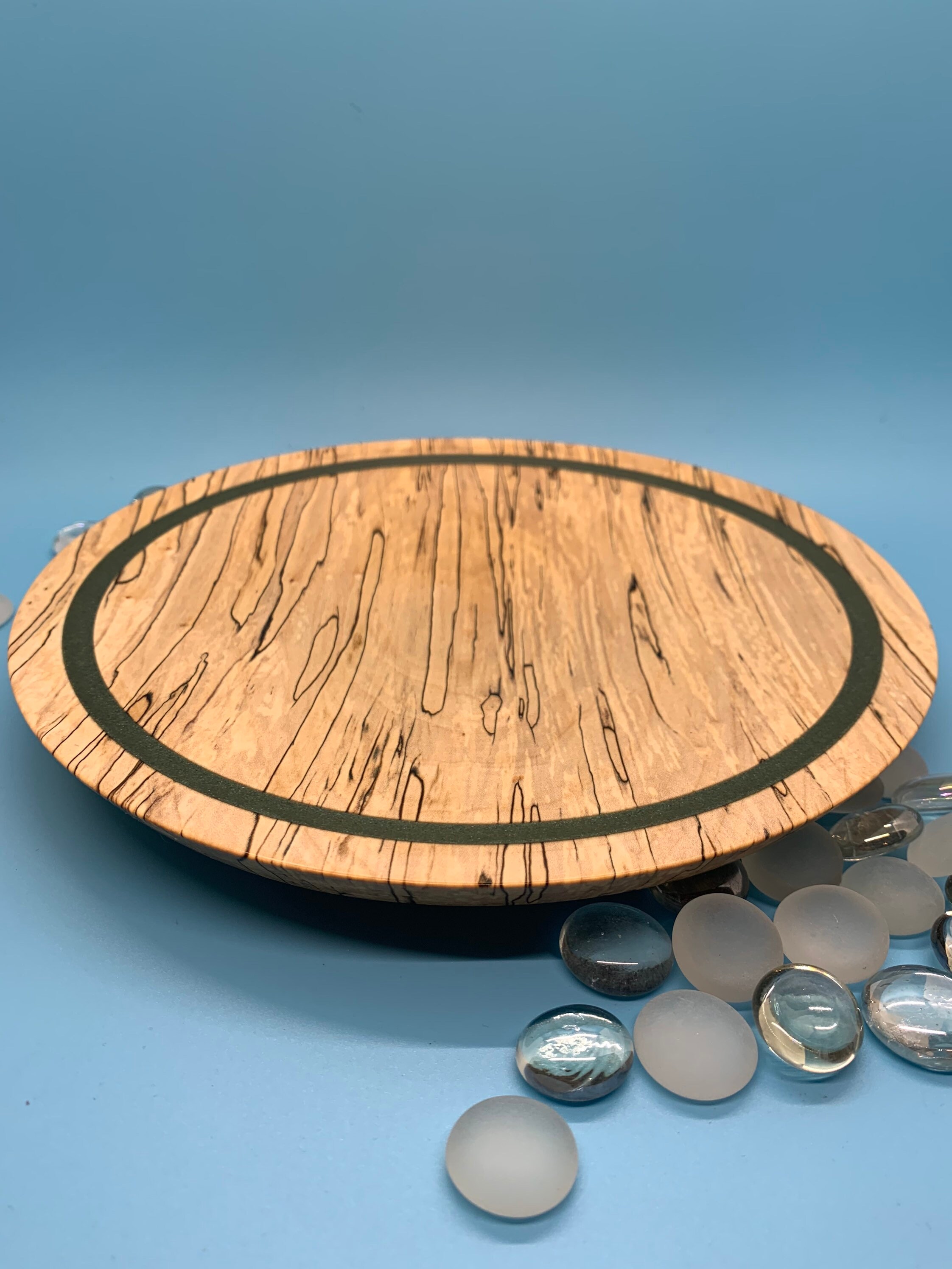 Spalted Maple Platter With Turquoise Inlay. Hand Turned Wood Platter ...
