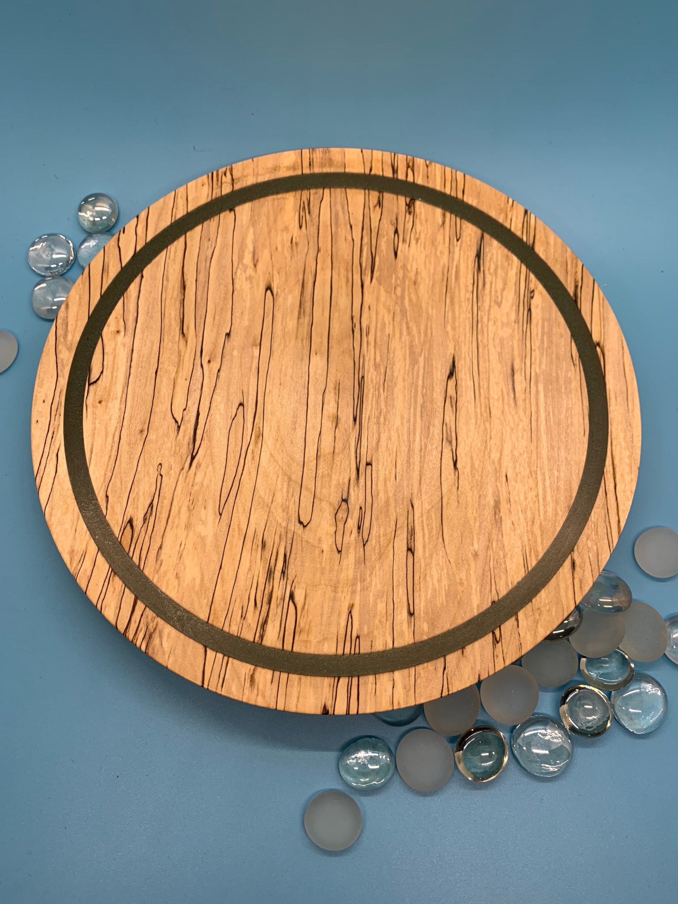 Spalted Maple Platter With Turquoise Inlay. Hand Turned Wood Platter ...