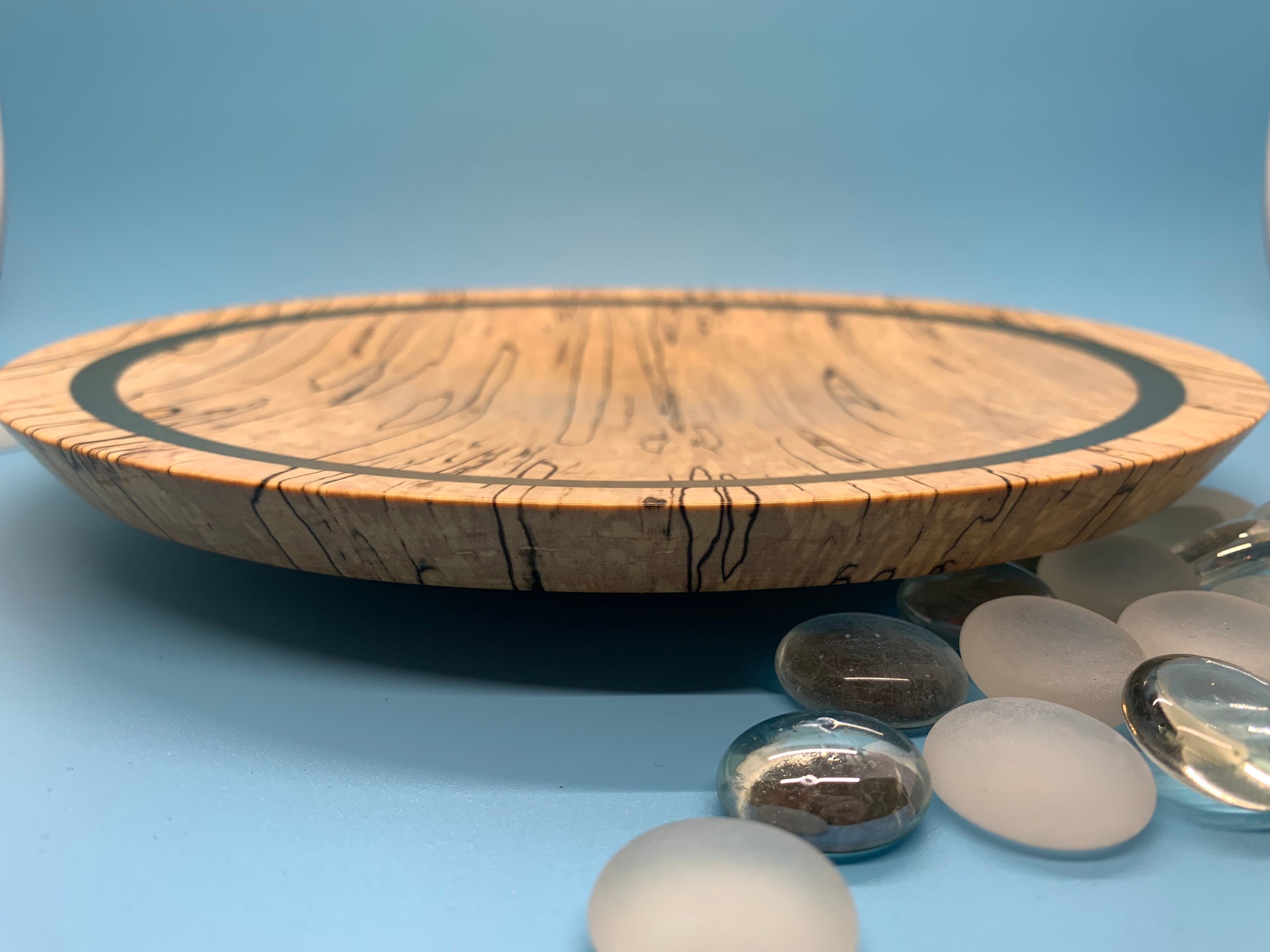 Spalted Maple Platter With Turquoise Inlay. Hand Turned Wood Platter ...