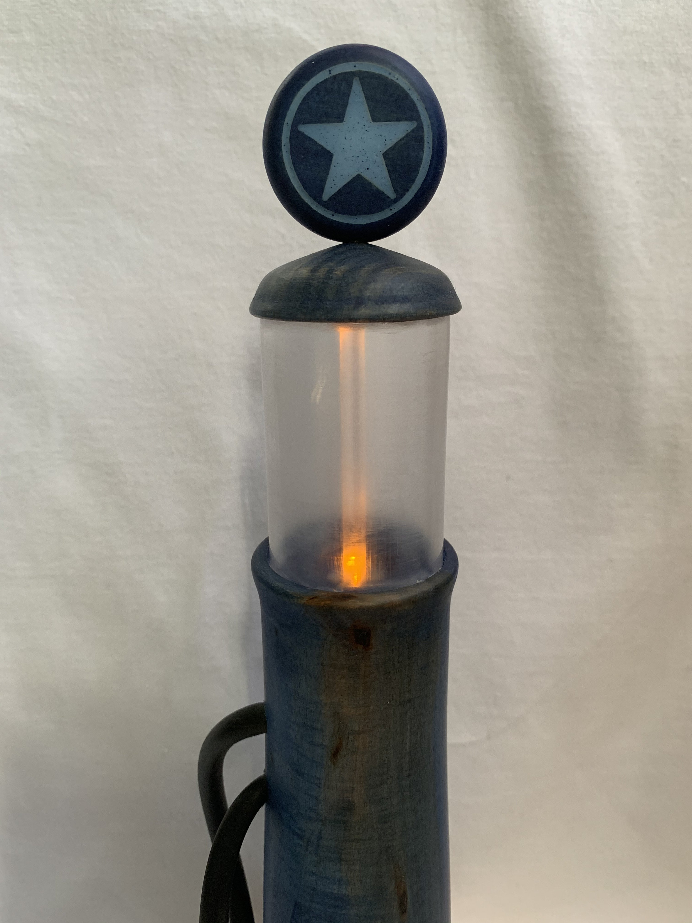 Vintage Inspired Gas Pump - Handmade Woodturned Gas Pump - Blue - See ...