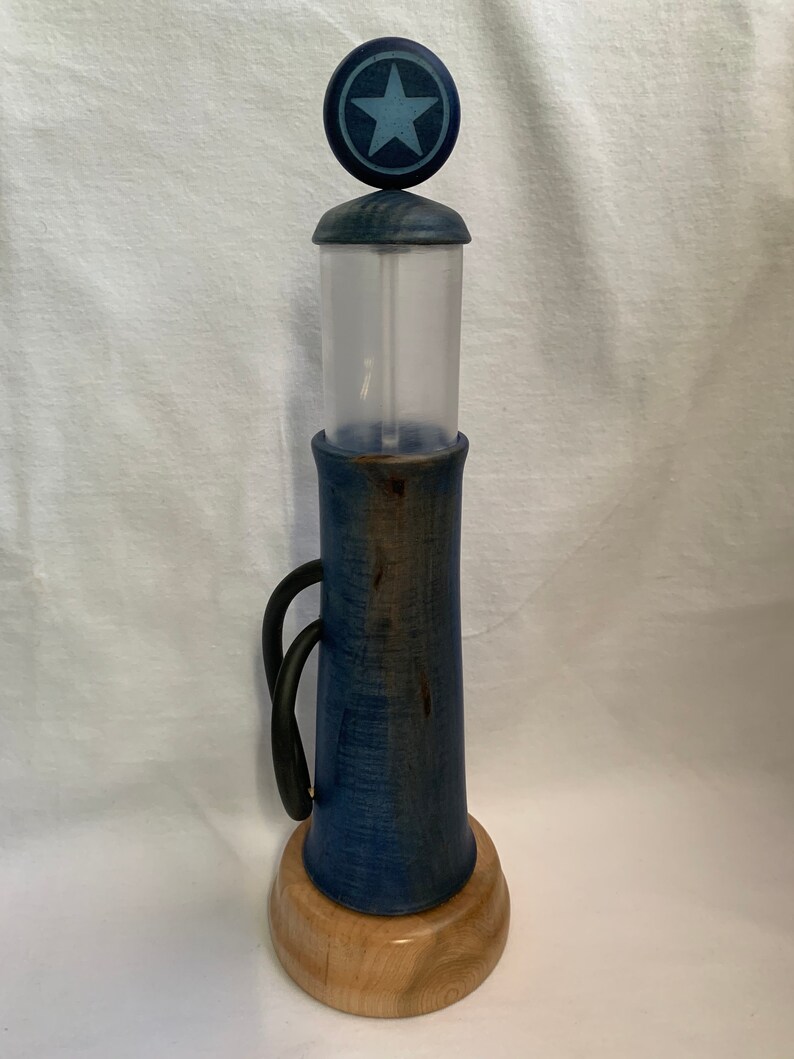 Vintage Inspired Gas Pump - Handmade Woodturned Gas Pump - Blue - See ...