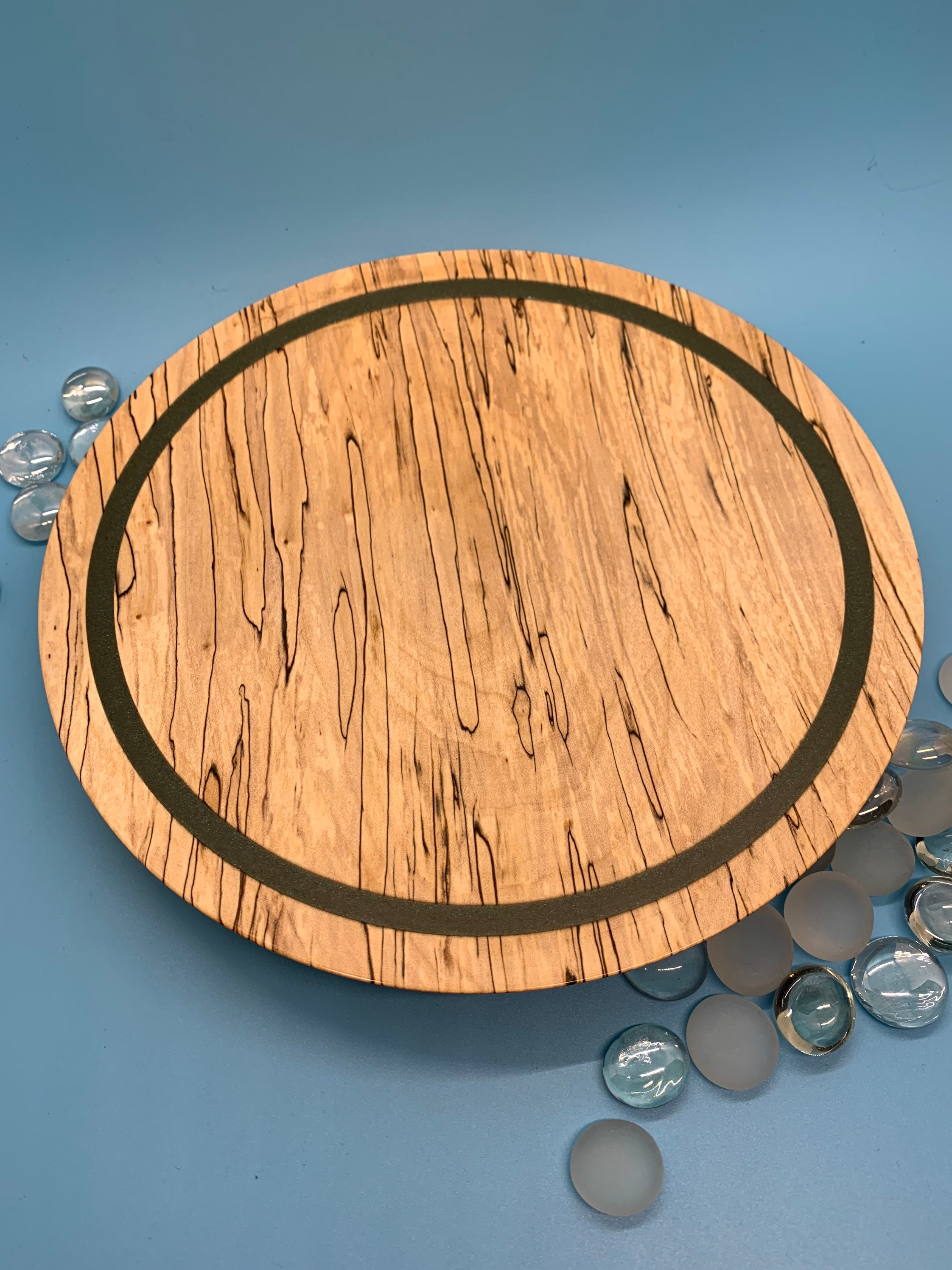 Spalted Maple Platter With Turquoise Inlay. Hand Turned Wood Platter ...