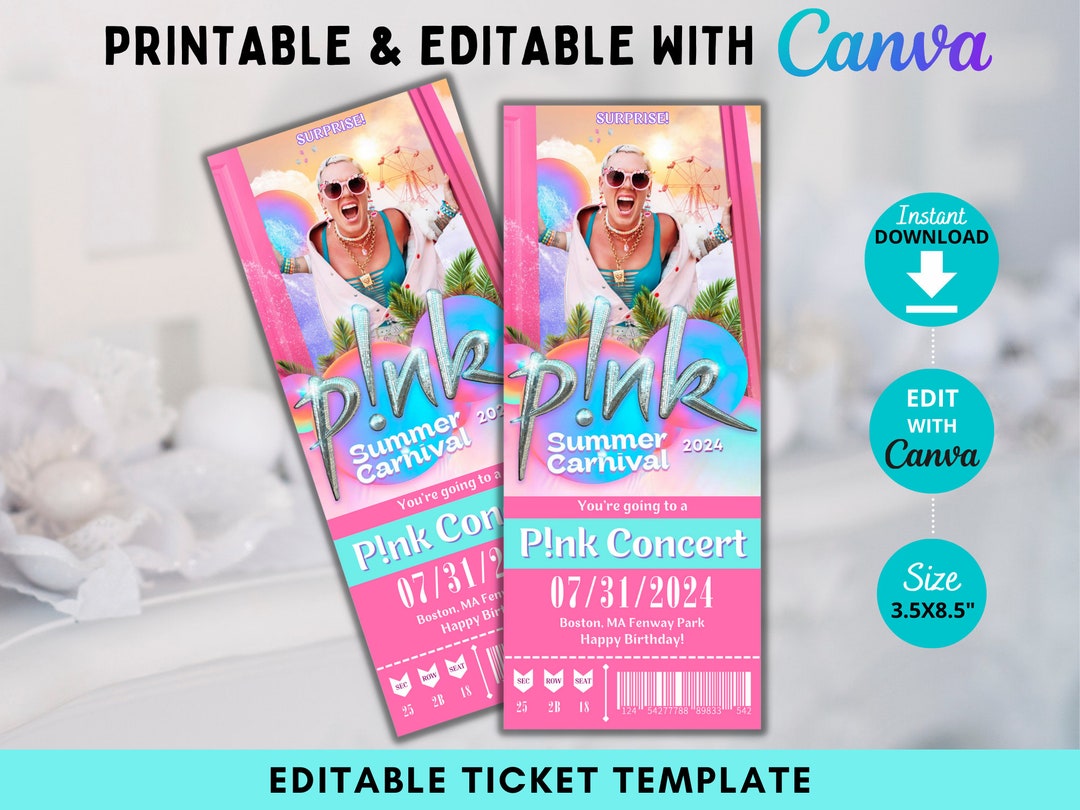 Editable PINK Surprise Concert Ticket, Summer Carnival Tour 2024 Ticket ...