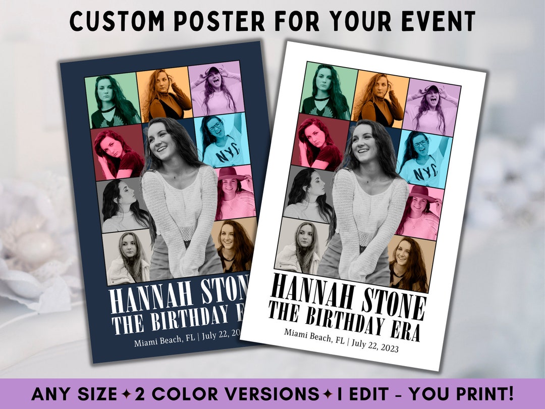 Custom Eras Tour Birthday Party Poster With Pictures, Personalized ...