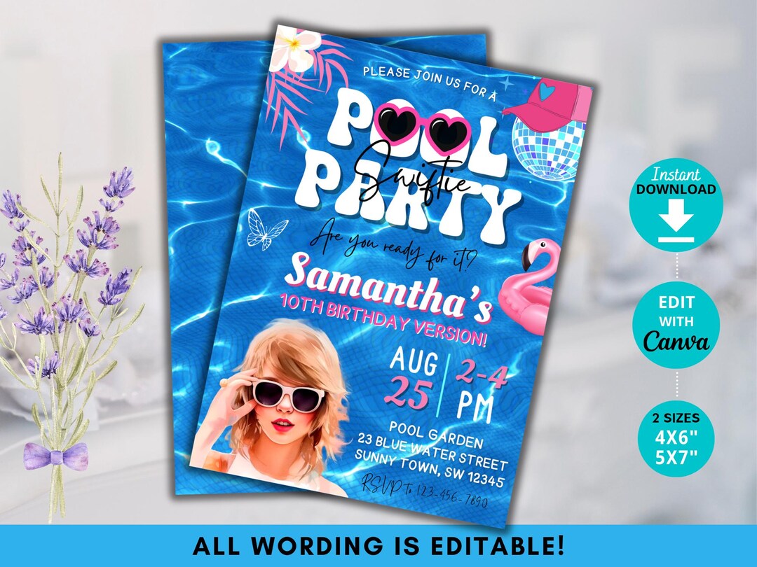 Editable Pool Party Invite, in My Pool Party Era Birthday, Eras Party ...