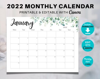 2022 Canva Calendar - Etsy