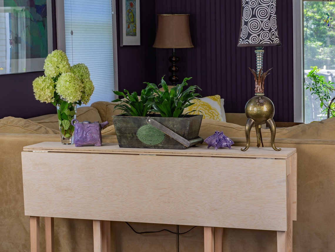 Small Narrow Wood Dining Table. Space Saving Drop Leaf Folding - Etsy