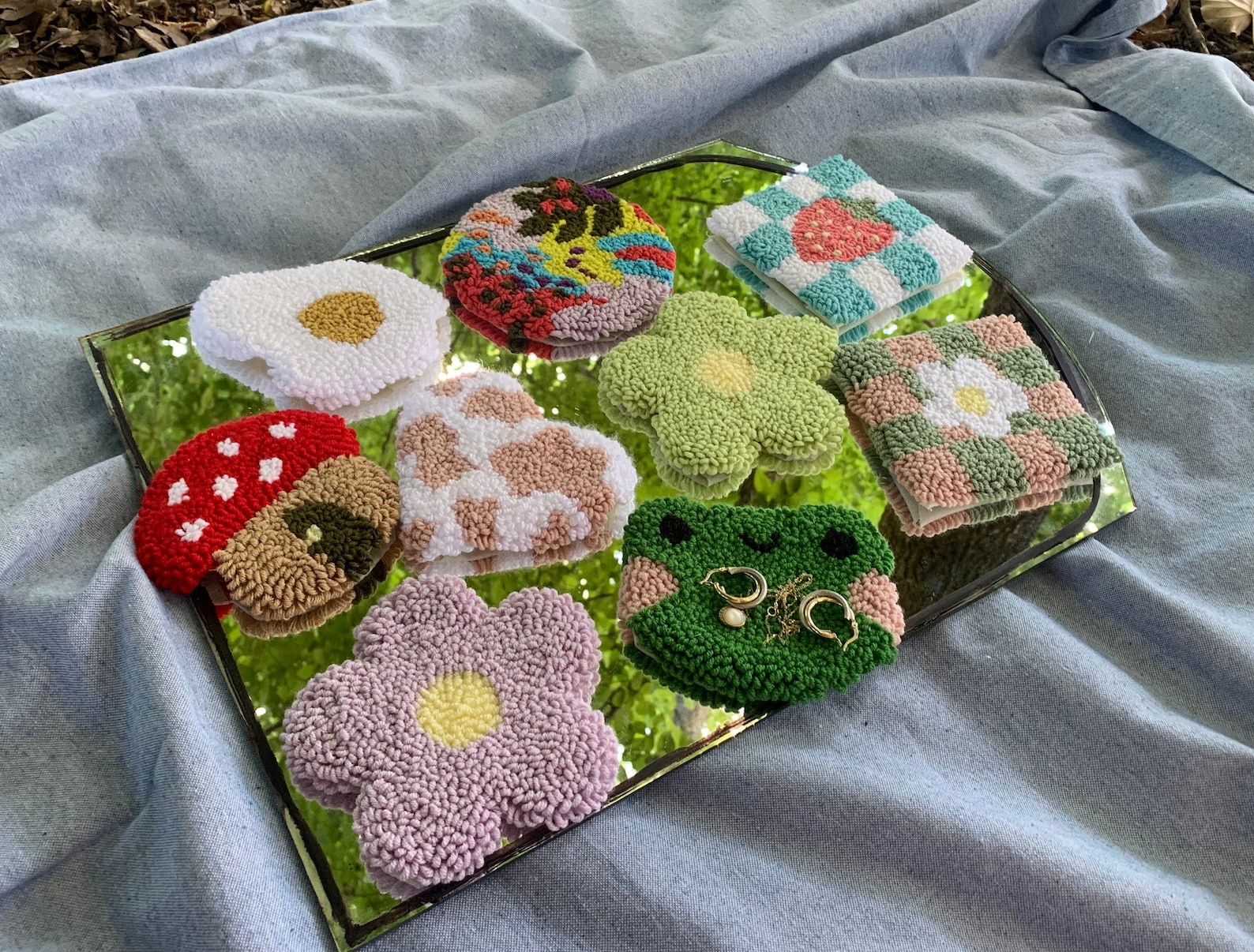 Punch Needle Mug Rug Handmade Coaster Housewarming Gift - Etsy