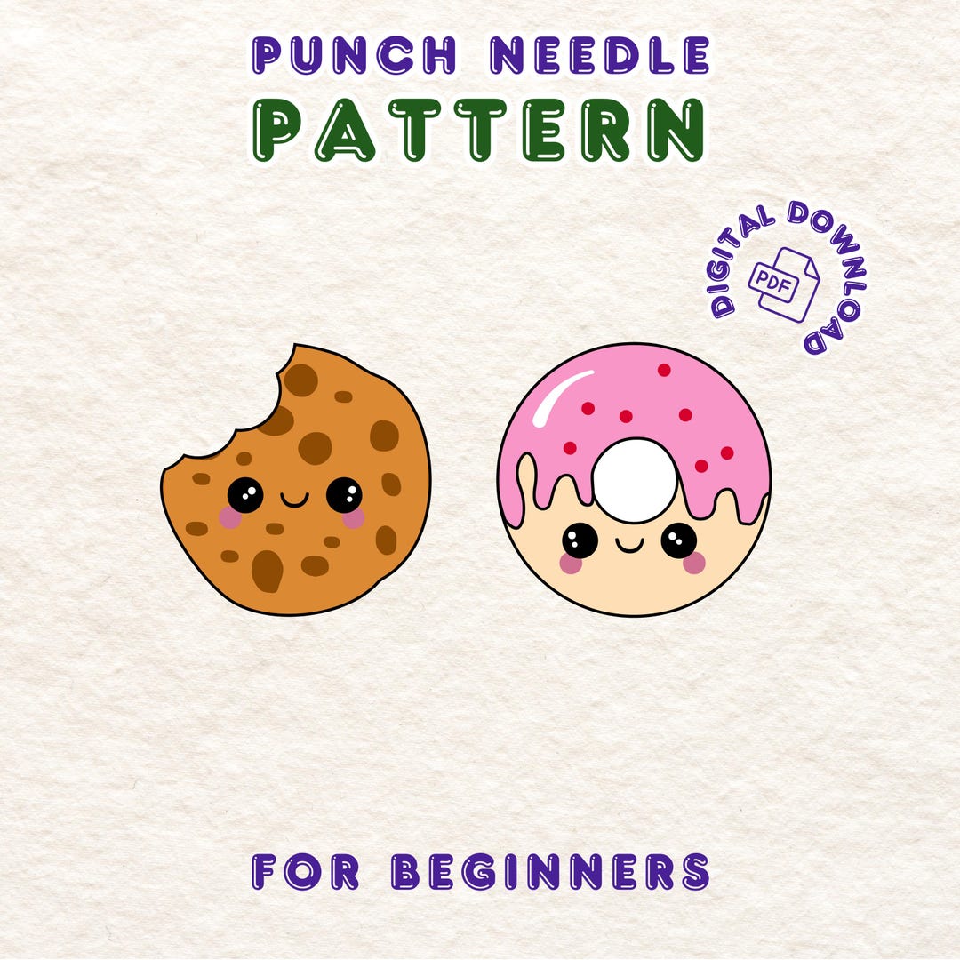 Toast and Donut Punch Needle Coaster Pattern, Beginner PDF (digital ...