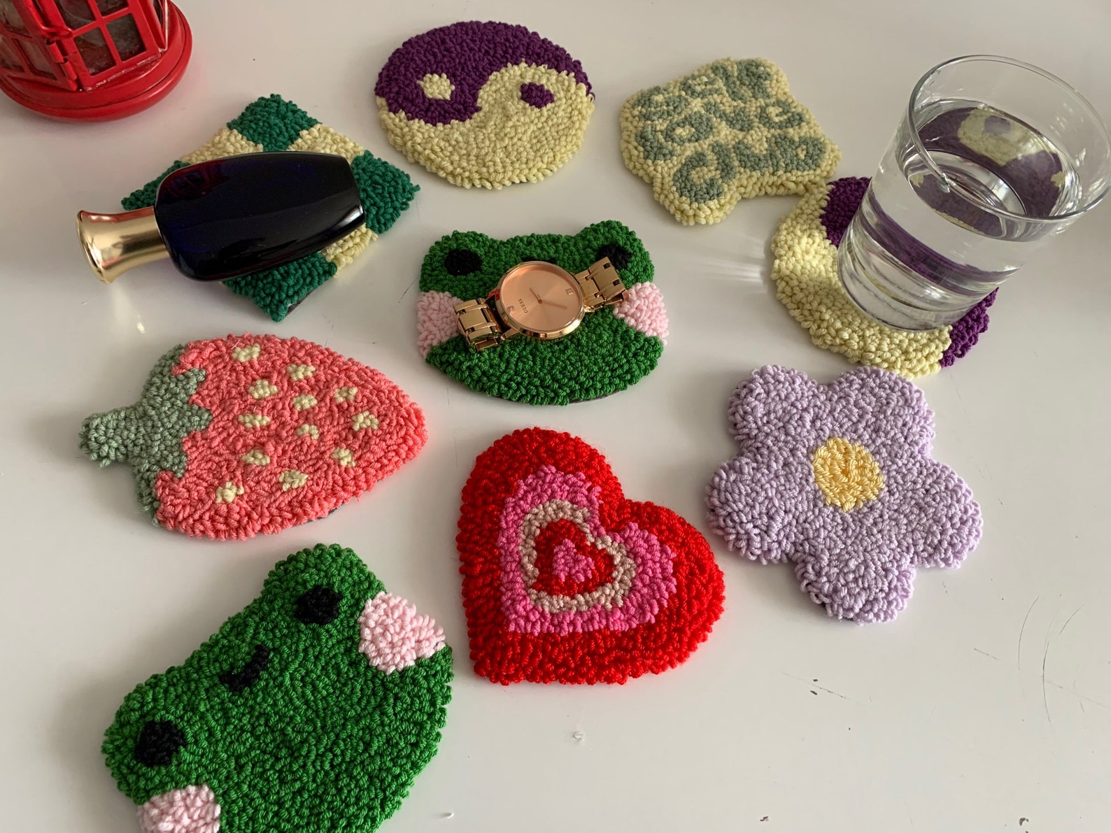 Handmade Tufted Coasters Gift for Teenagers Moon Cat | Etsy