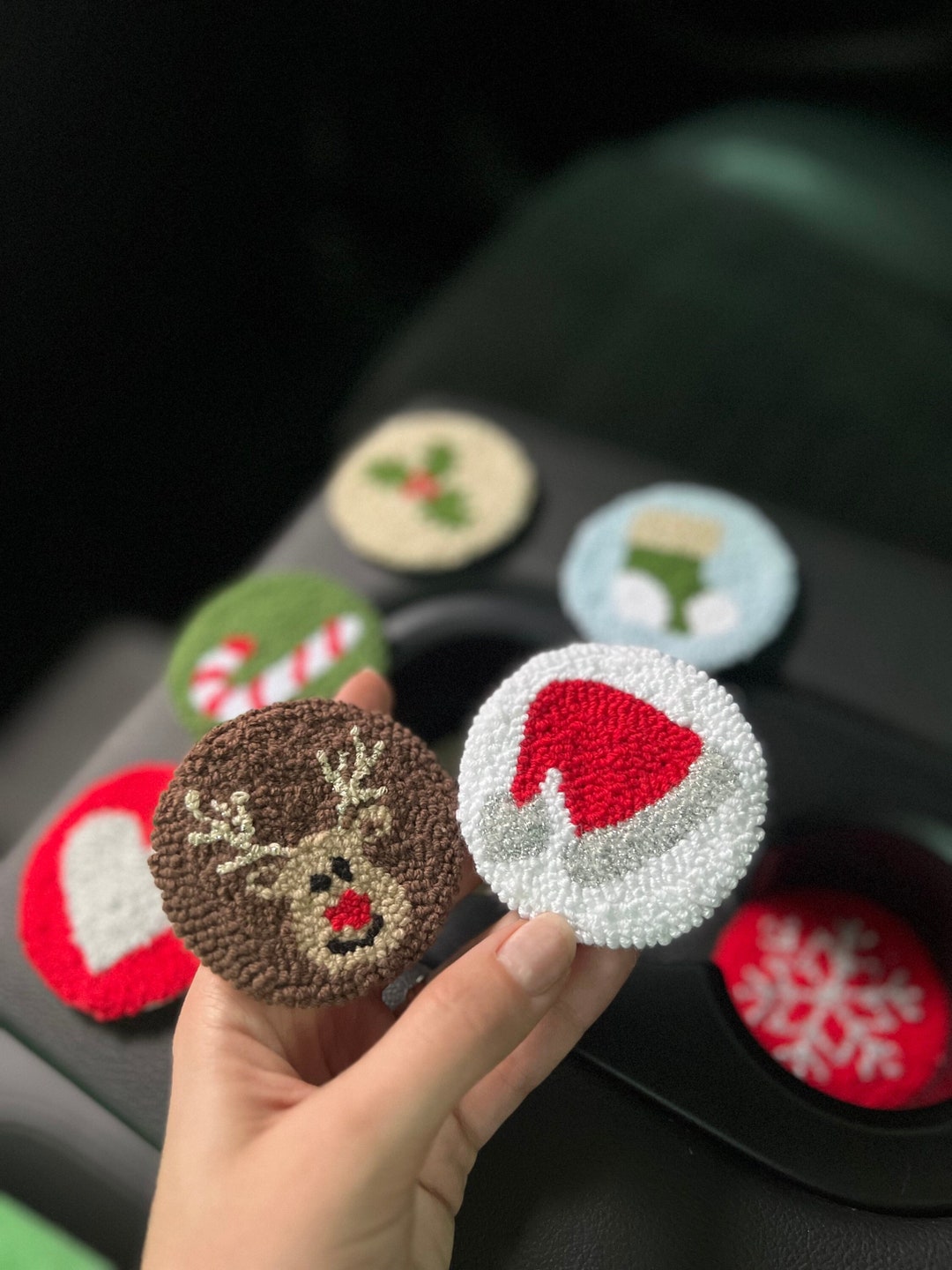 Car Coasters for Christmas, Christmas Gift, Pink Car Accessories ...