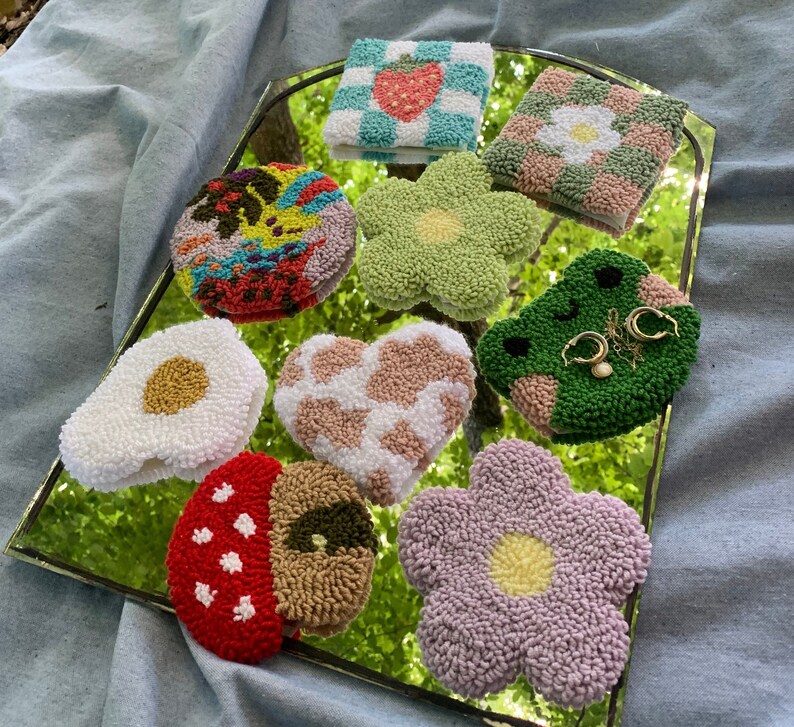 Punch Needle Mug Rug Handmade Coaster Housewarming Gift - Etsy